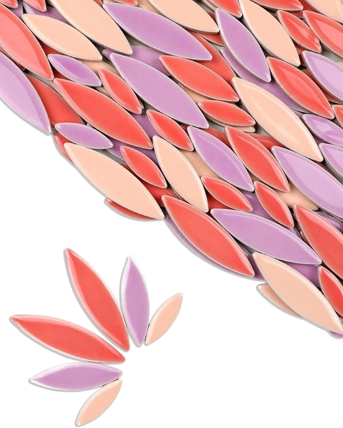 200g Ceramic Petals Bulk Mosaic Tiles for Craft, Small Double Pointed ...