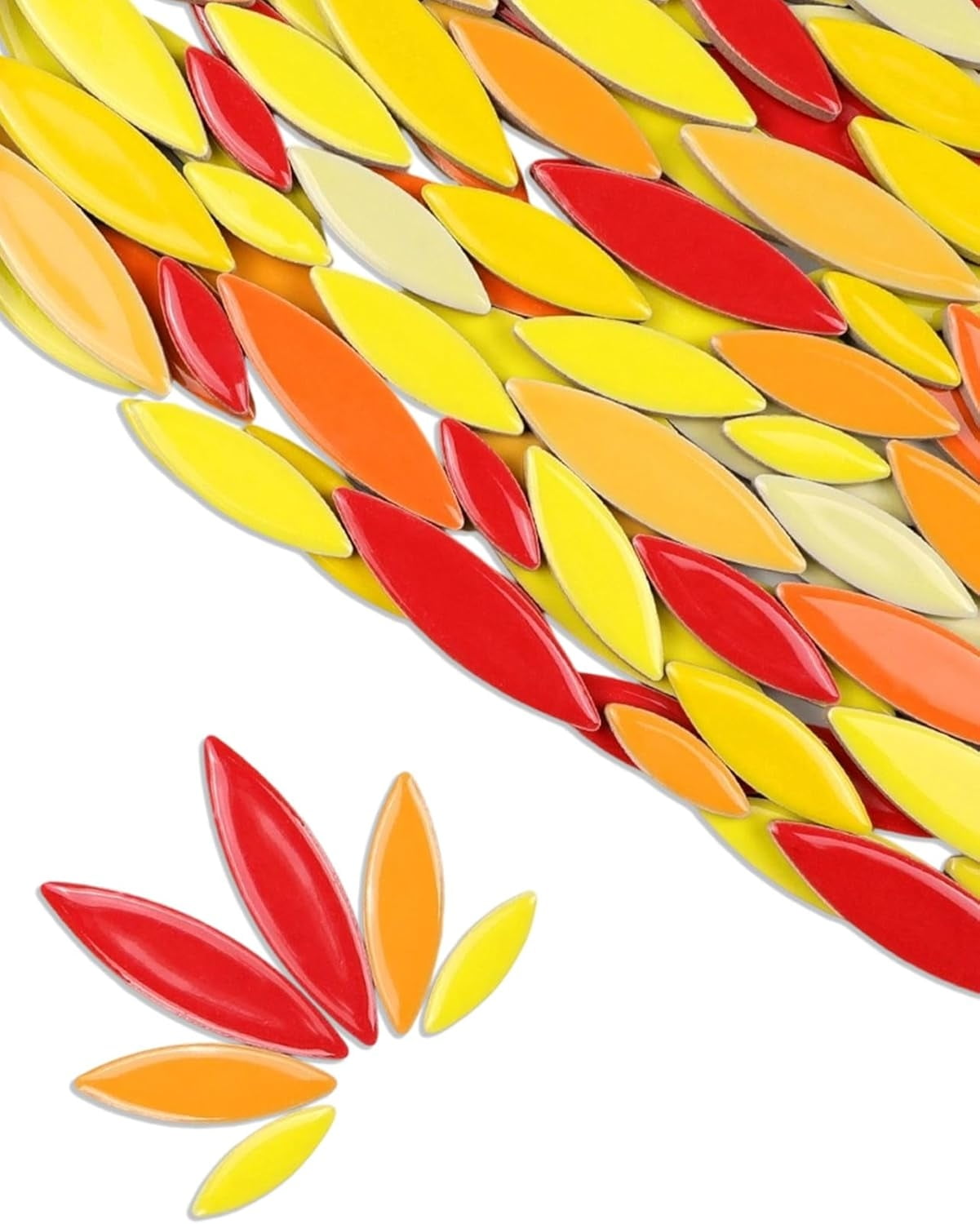 200g Ceramic Petals Bulk Mosaic Tiles For Craft, Small Double Pointed ...