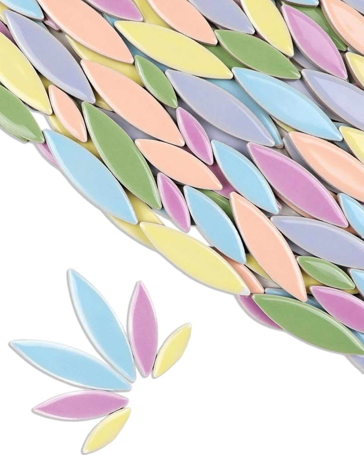 200g Ceramic Petals Bulk Mosaic Tiles for Craft, Small Double Pointed ...