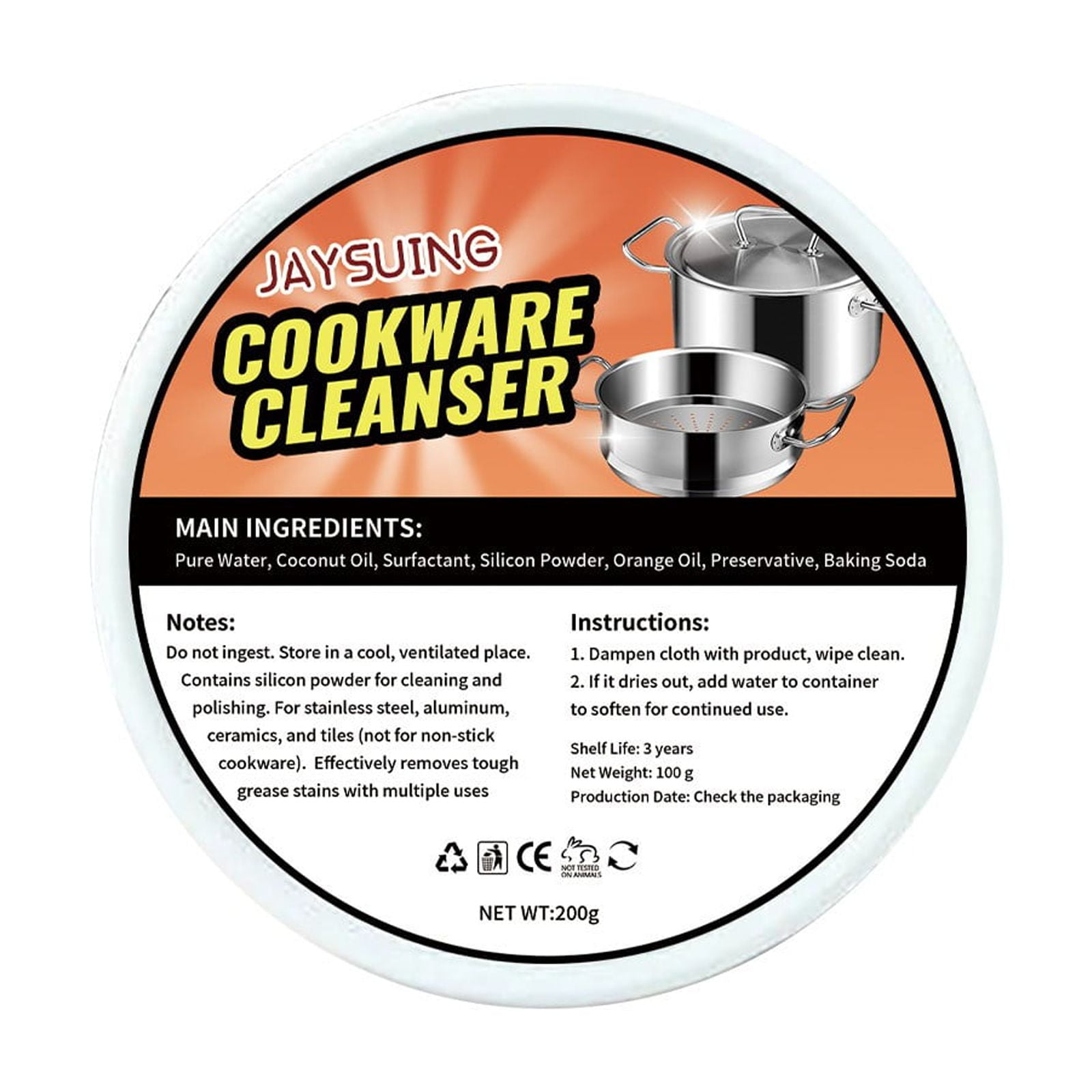 200g Cookware Cleaner for Pots & Pans - Powerful Rust Removal and ...