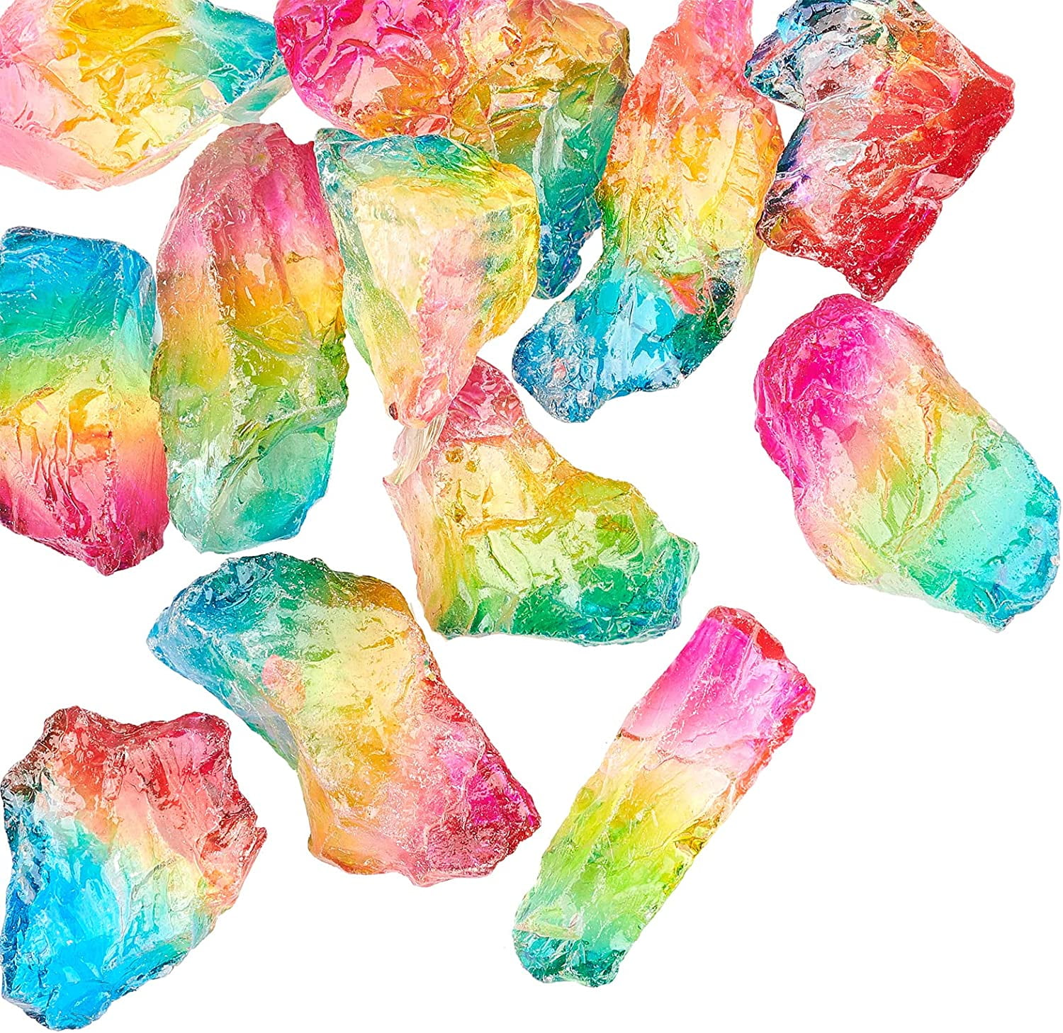200g Rainbow Titanium Coated Rough Crystal Point Raw Rock Quartz ...