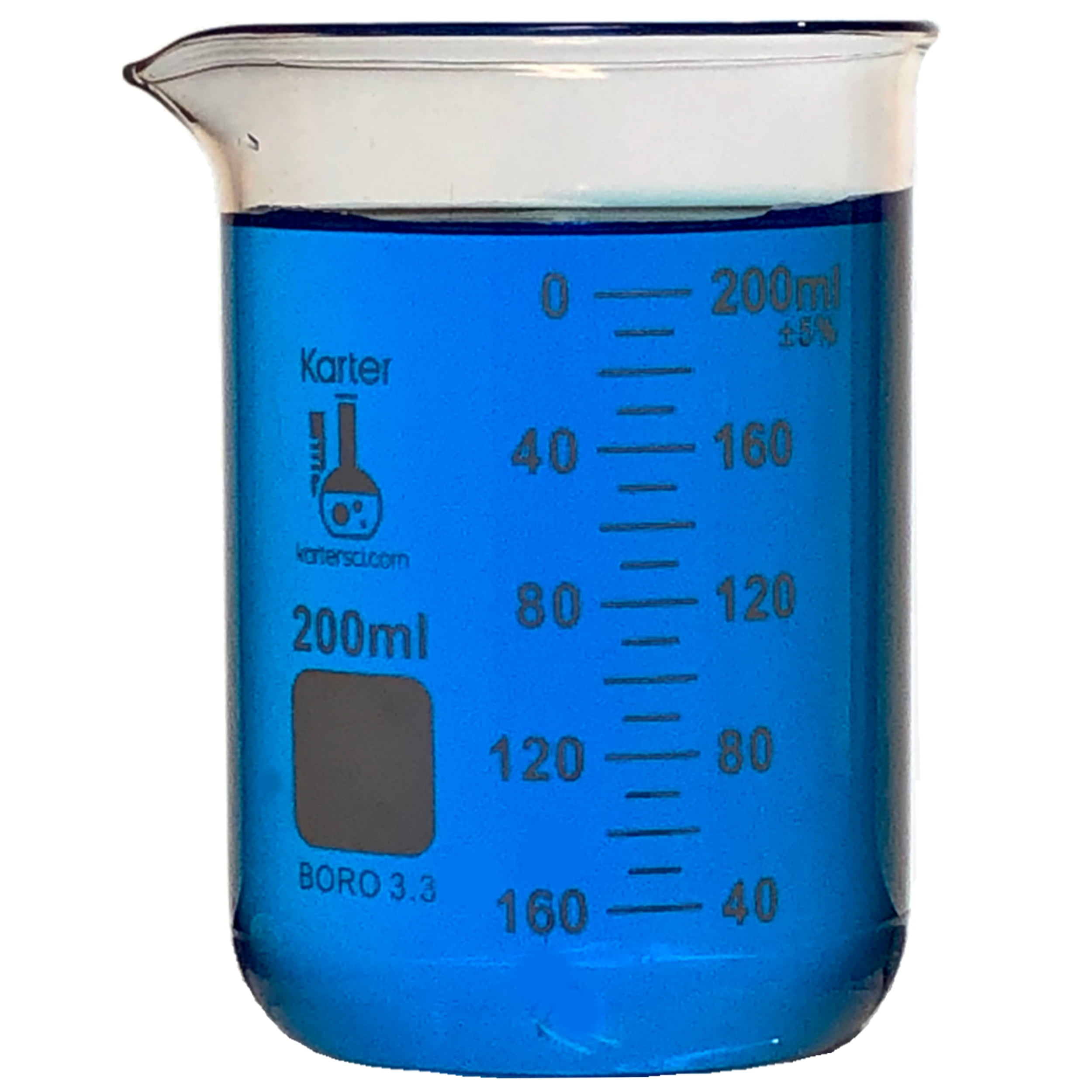 200ml Beaker, Low Form Griffin, Borosilicate 3.3 Glass, Double-Scale ...