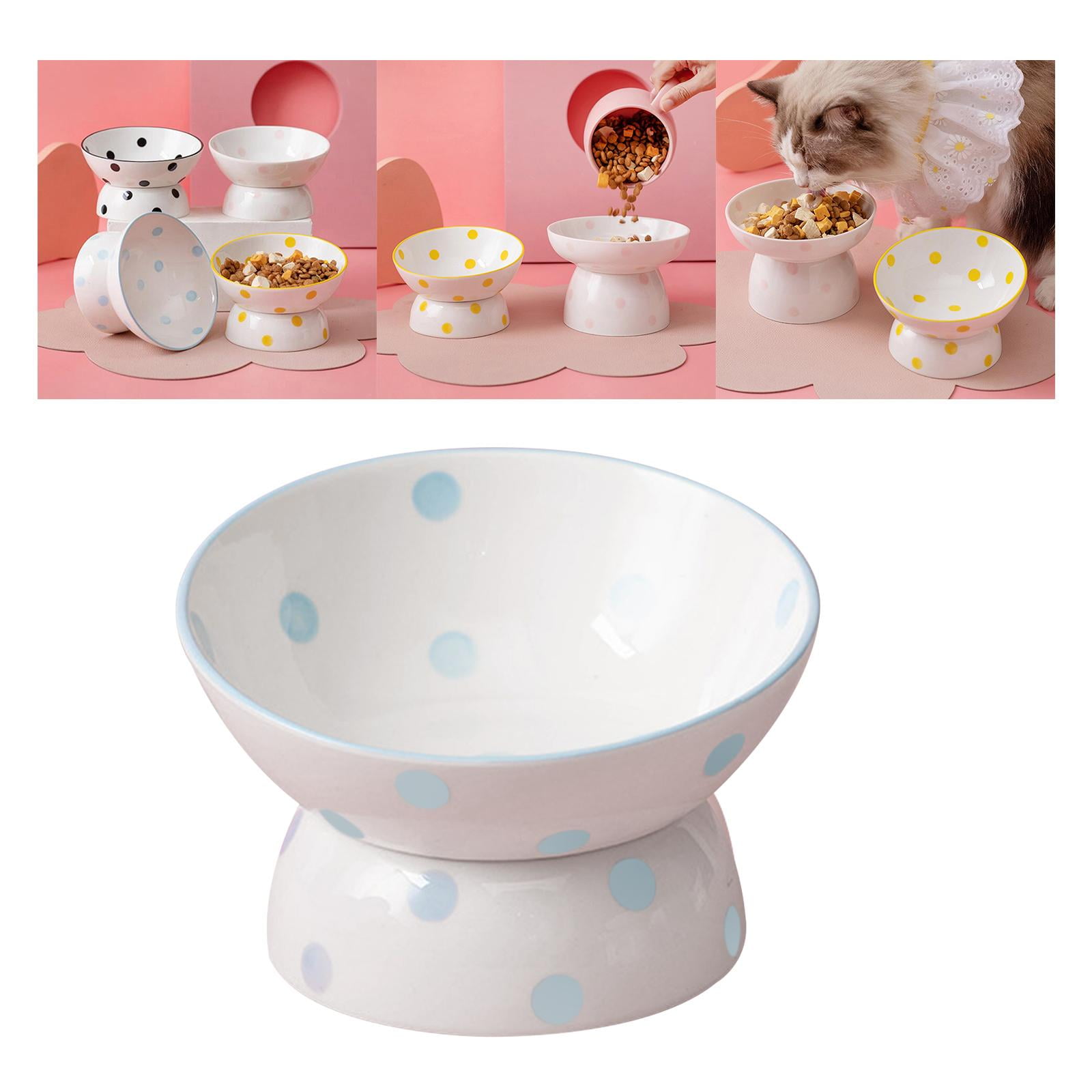 200ml Ceramic Tilted Raised Cat Food Bowl Slant Porcelain Pet Cat Dish ...