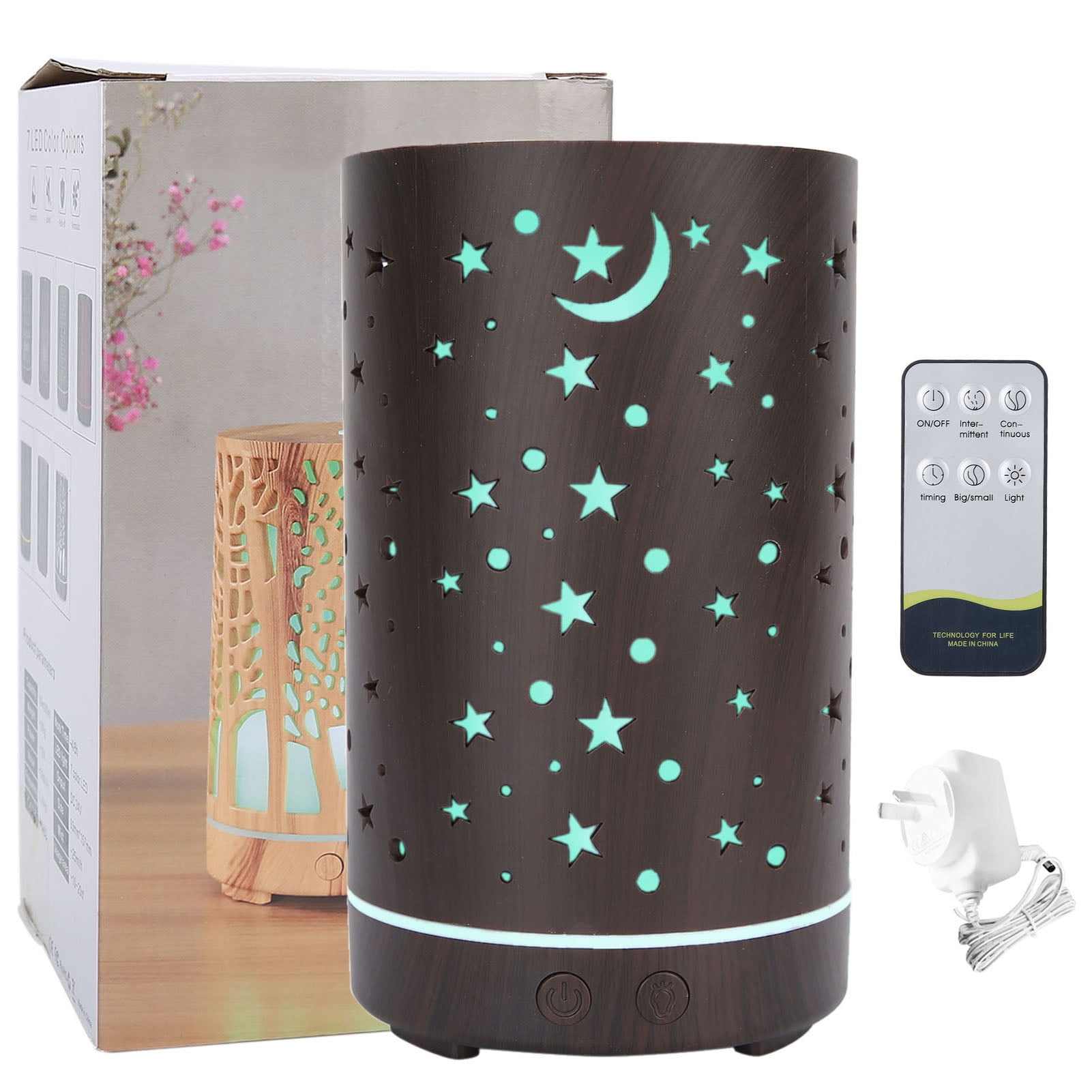 200ml Desktop Hollow Star Pattern Humidifier Aroma Air Diffuser 7 Color ...