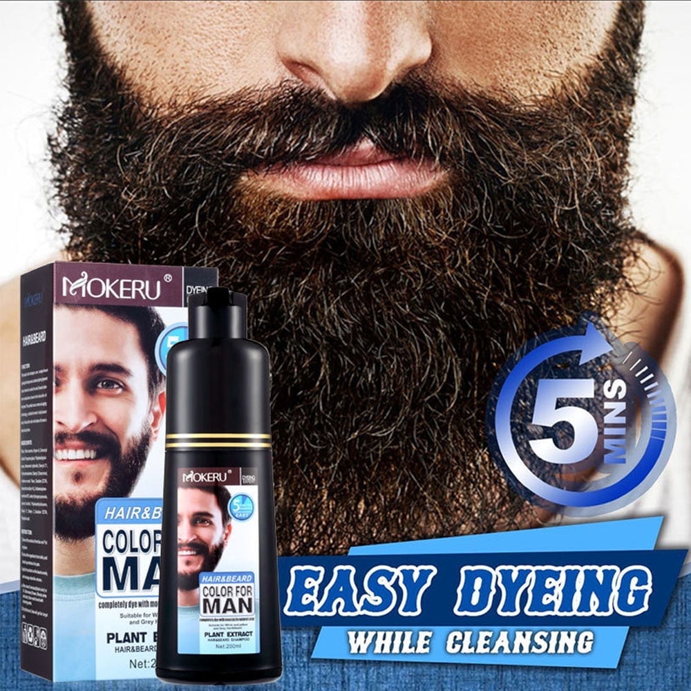 200ml Natural Permanent Beard Dye Shampoo,Beard Hair Color Shampoo for ...