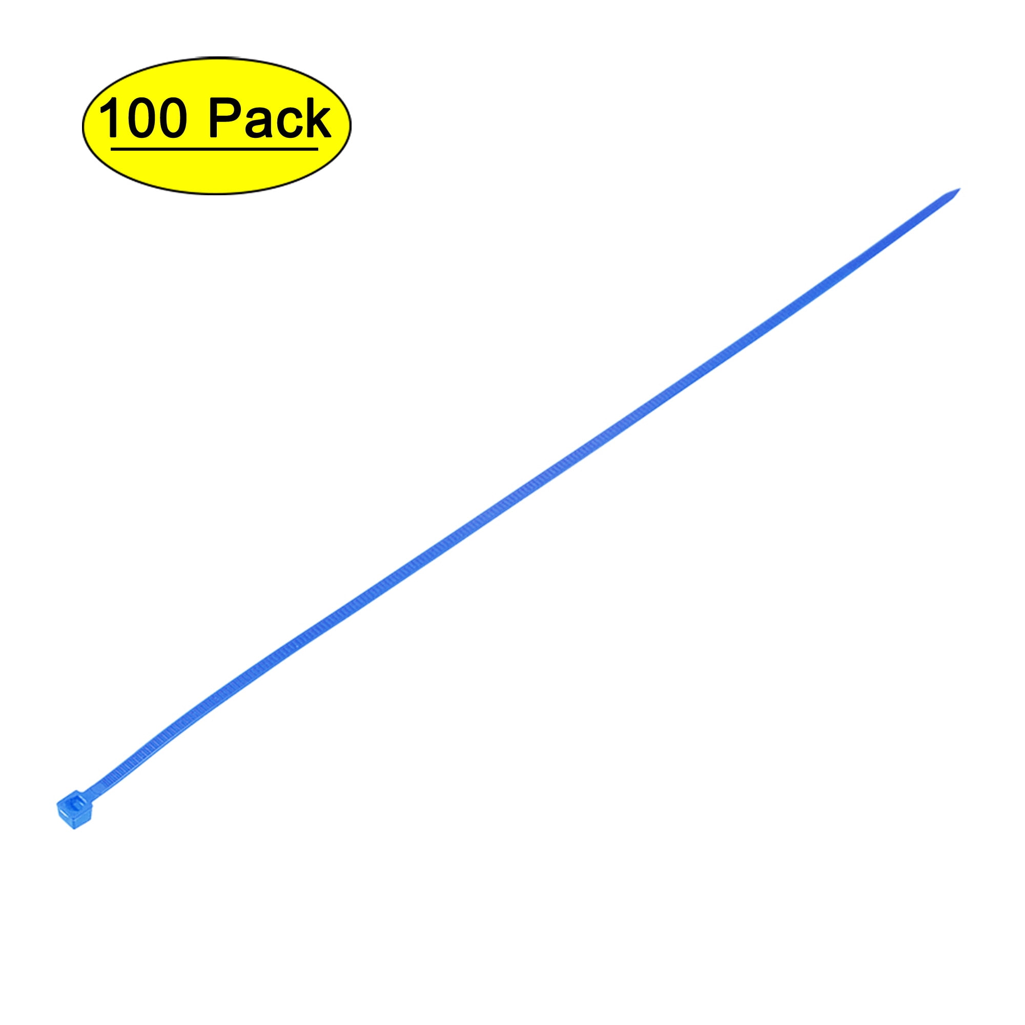 200mm x 2.5mm Blue Cable Zip Ties Self-Locking Nylon Tie Wraps 100 Pack ...