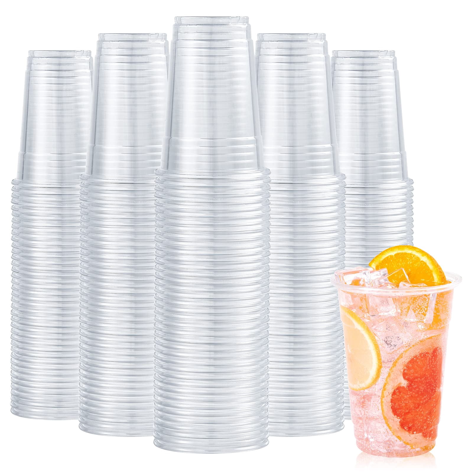 200pack 16oz Disposable Plastic Cups Pet Crystal Water Partyr Drinking ...