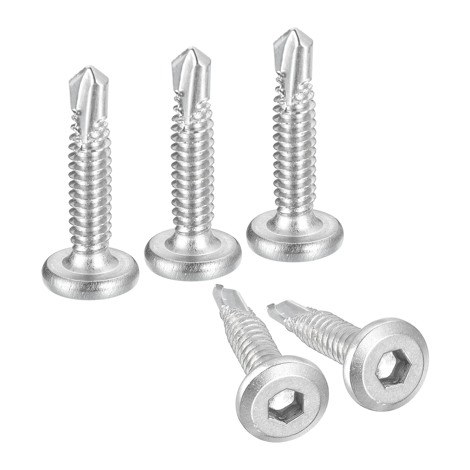 200pack Hex Socket Self Tapping Screws, #10 x 1" Flat Head Drilling ...