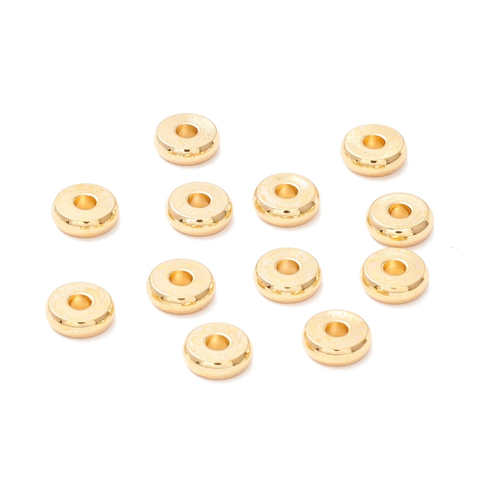 200pc 202 Stainless Steel Beads Disc/Flat Round Real 18K Gold Plated ...