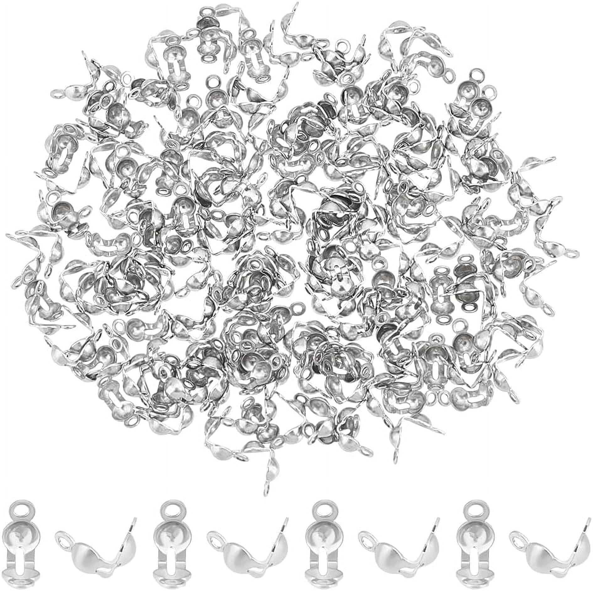 200pc 304 Stainless Steel Bead Tips Cord Ends Open Clamshell Crimp Knot ...