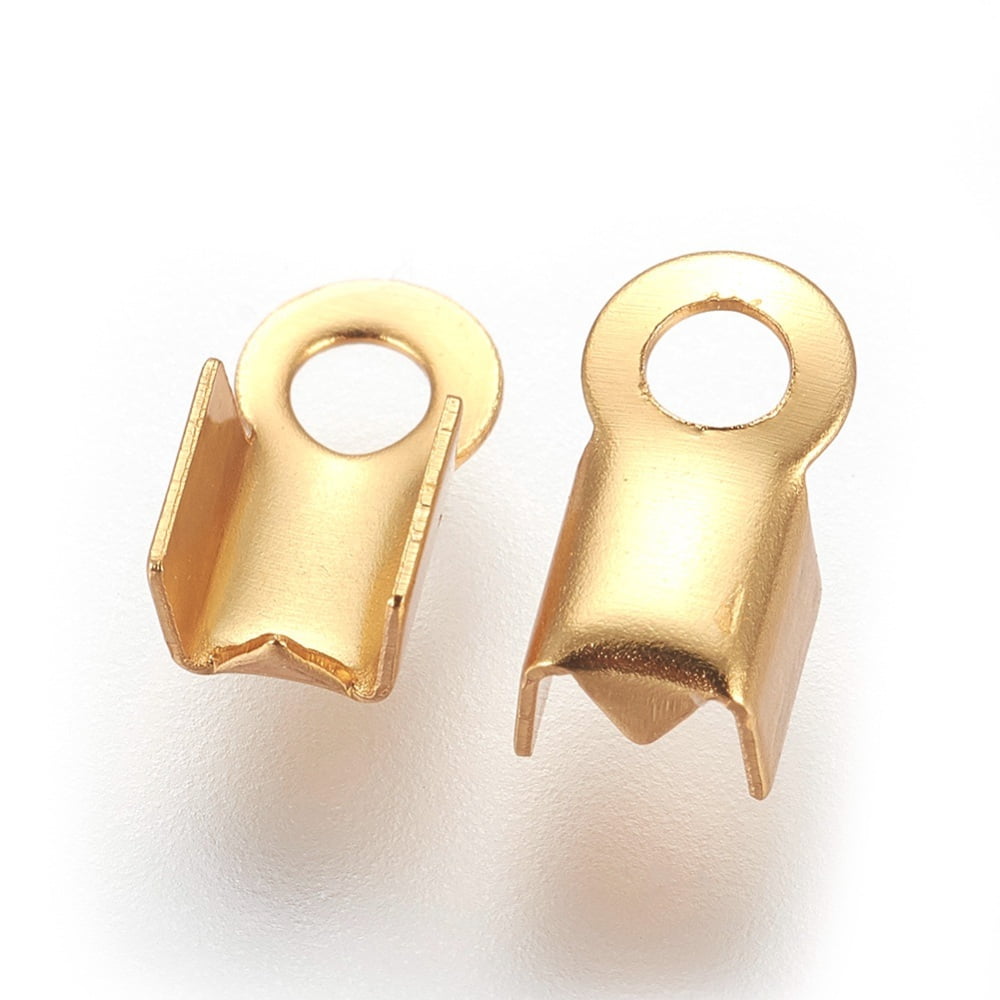 200pc 304 Stainless Steel Folding Crimp Ends Fold Over Crimp Cord Ends ...