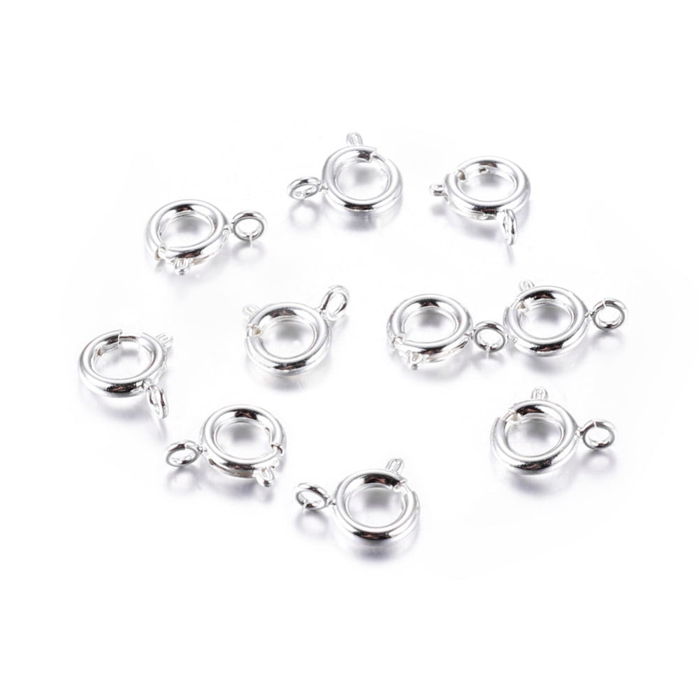 200pc Brass Spring Ring Clasps Great for Jewelry Making Silver Color ...