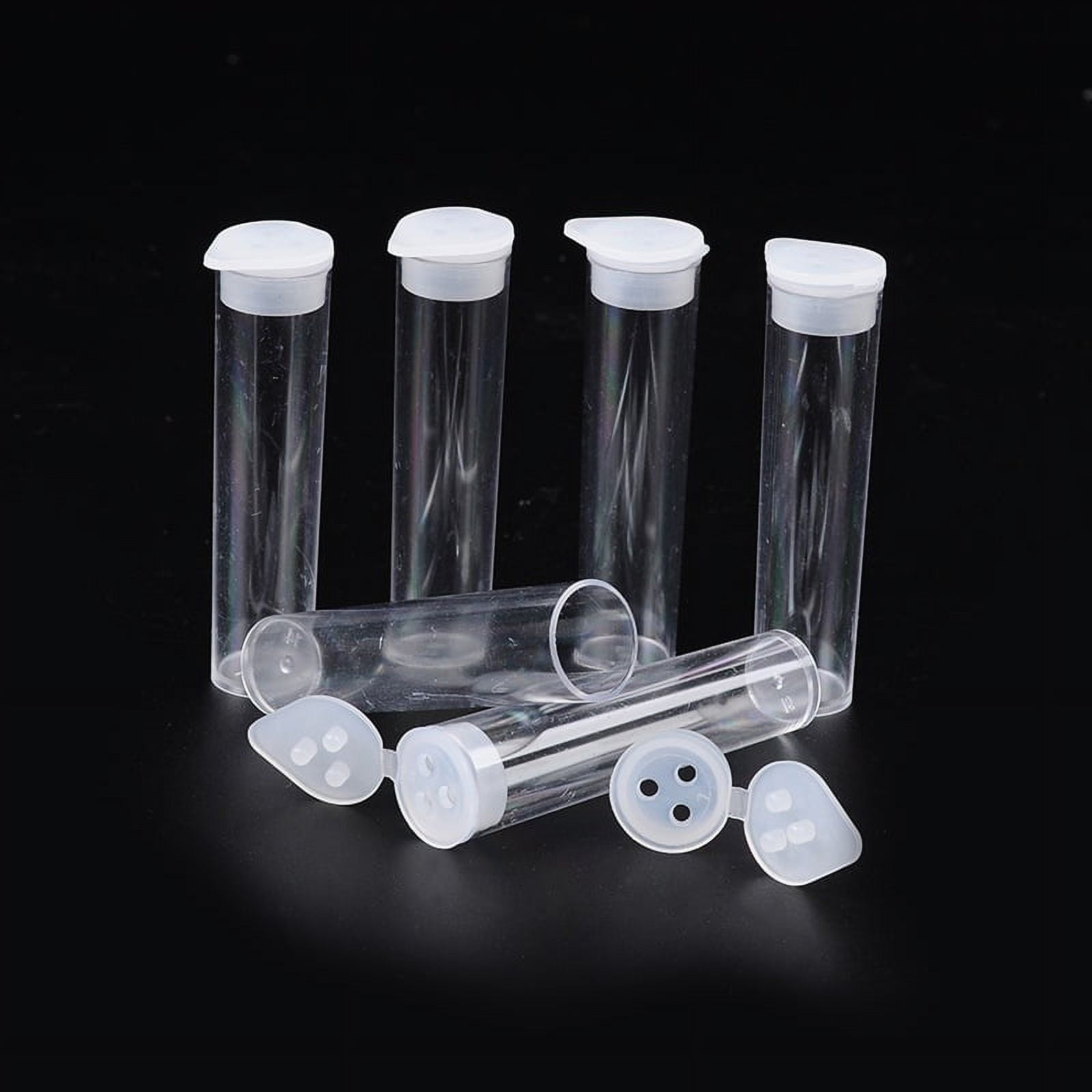200pc Clear Tube Plastic Bead Containers with Lid Clear 68x18mm ...