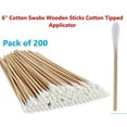 "200pc Cotton Swabs, Q-Tips, Long 6"" Wood Handle, Ears Cleaning ...