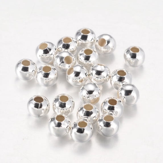 200pc Iron Round Beads Silver Color Plated 6mm Hole: 2mm - Walmart.com