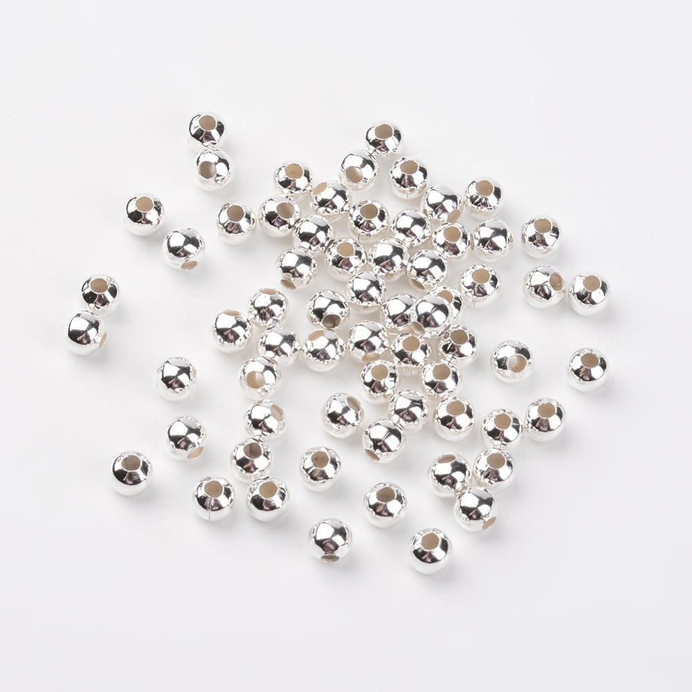 200pc Iron Spacer Beads Nickel Free Silver Color 6mm in diameter Hole ...