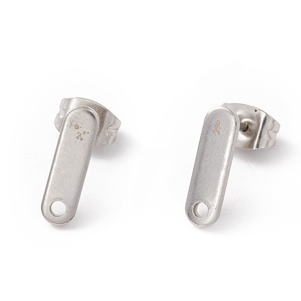 200pc Non-Tarnish 201 Stainless Steel Stud Earring Findings with Hole ...