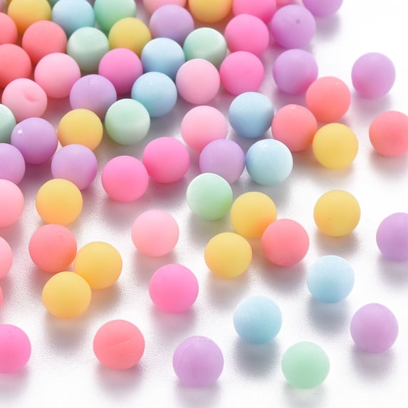 200pc Opaque Acrylic Beads Frosted No Hole Round Mixed Color 6mm ...