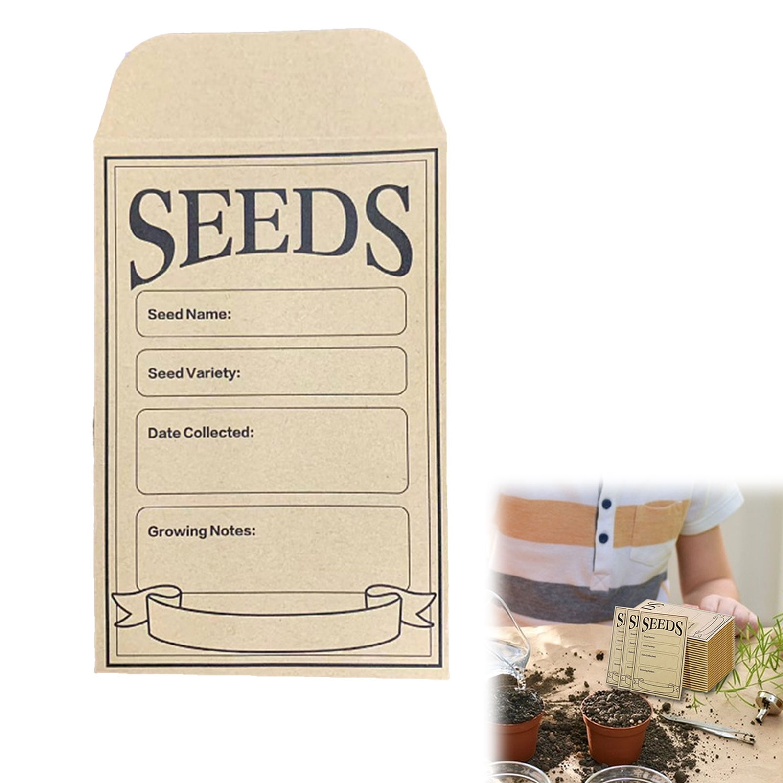 200pc Seed Envelopes 3.15”x 4.72” Seed Packets Envelopes Kraft Self ...