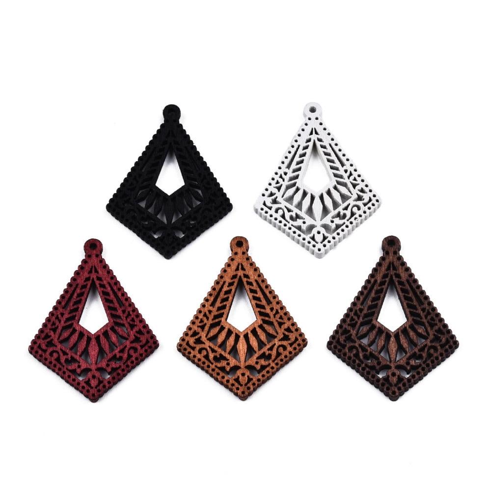 200pc Spray Painted Wooden Pendants Hollow Kite Charm Mixed Color 41x30 ...