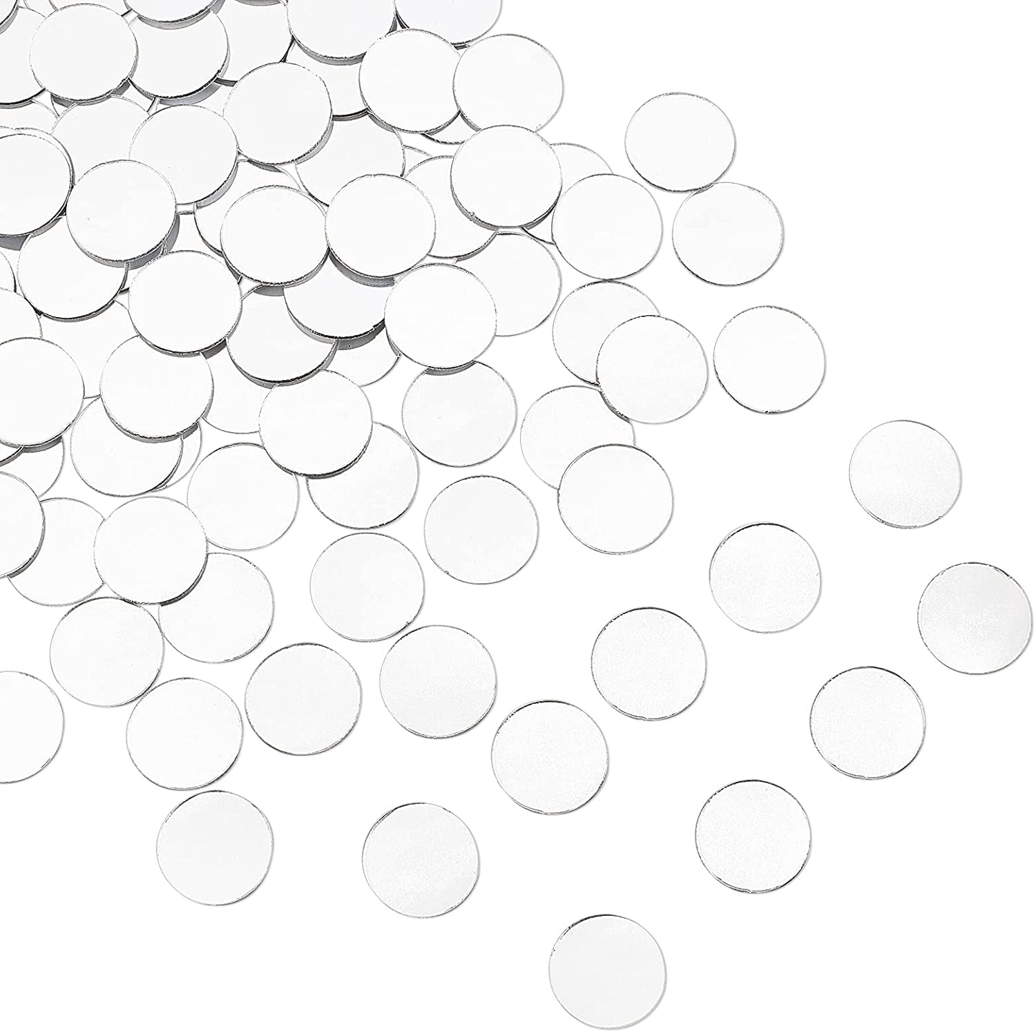 200pcs 0.78 Inch Mini Acrylic Mirror Tiles Flat Round Self-Adhesive ...