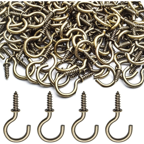 200pcs 0.7inch Bronze Cup Hooks Screw Cup Hooks Ceiling Hooks Rubbed ...