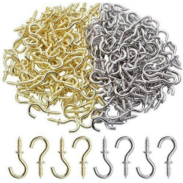 200pcs 1/2" Mini Cup Screw Hooks Metal Cup Hooks Screw-in Ceiling Hooks ...