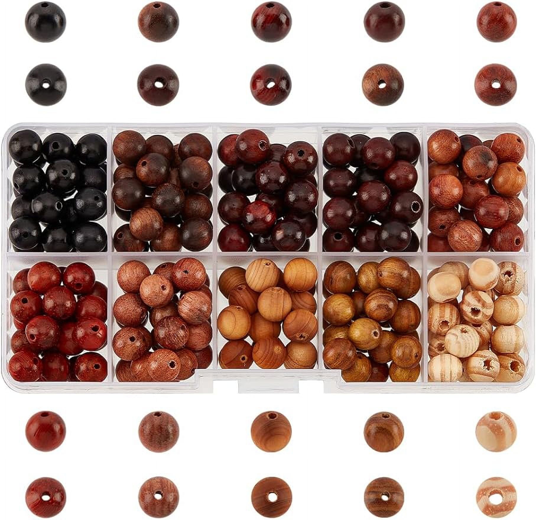 200pcs 10 Colors 8mm Natural Wooden Beads Round Loose Wood Beads Bulk ...