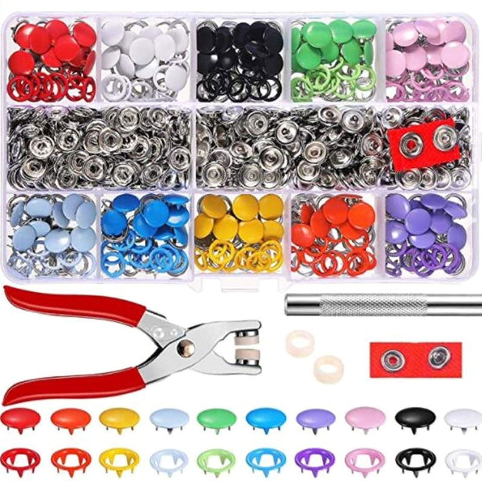 200pcs 10 Colors Metal Prong Snap Button Grommets Fasteners Kit with ...
