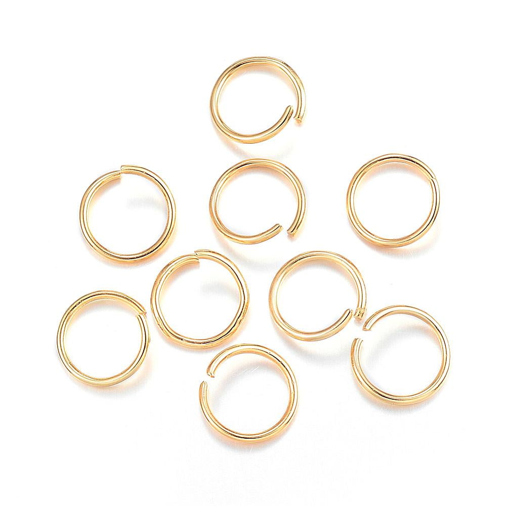 200pcs 10mm Diameter Stainless Steel Open Jump Rings O Ring Golden ...
