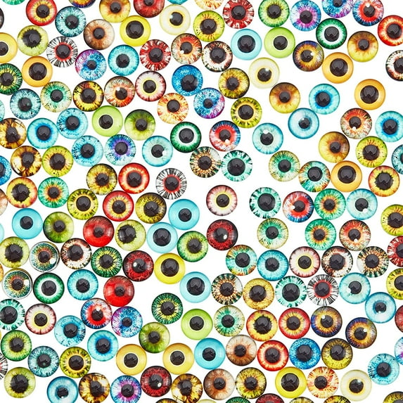 200pcs 10mm Eyes Glass Cabochon 50 Colors Dragon Eye Dome Cat Owl ...