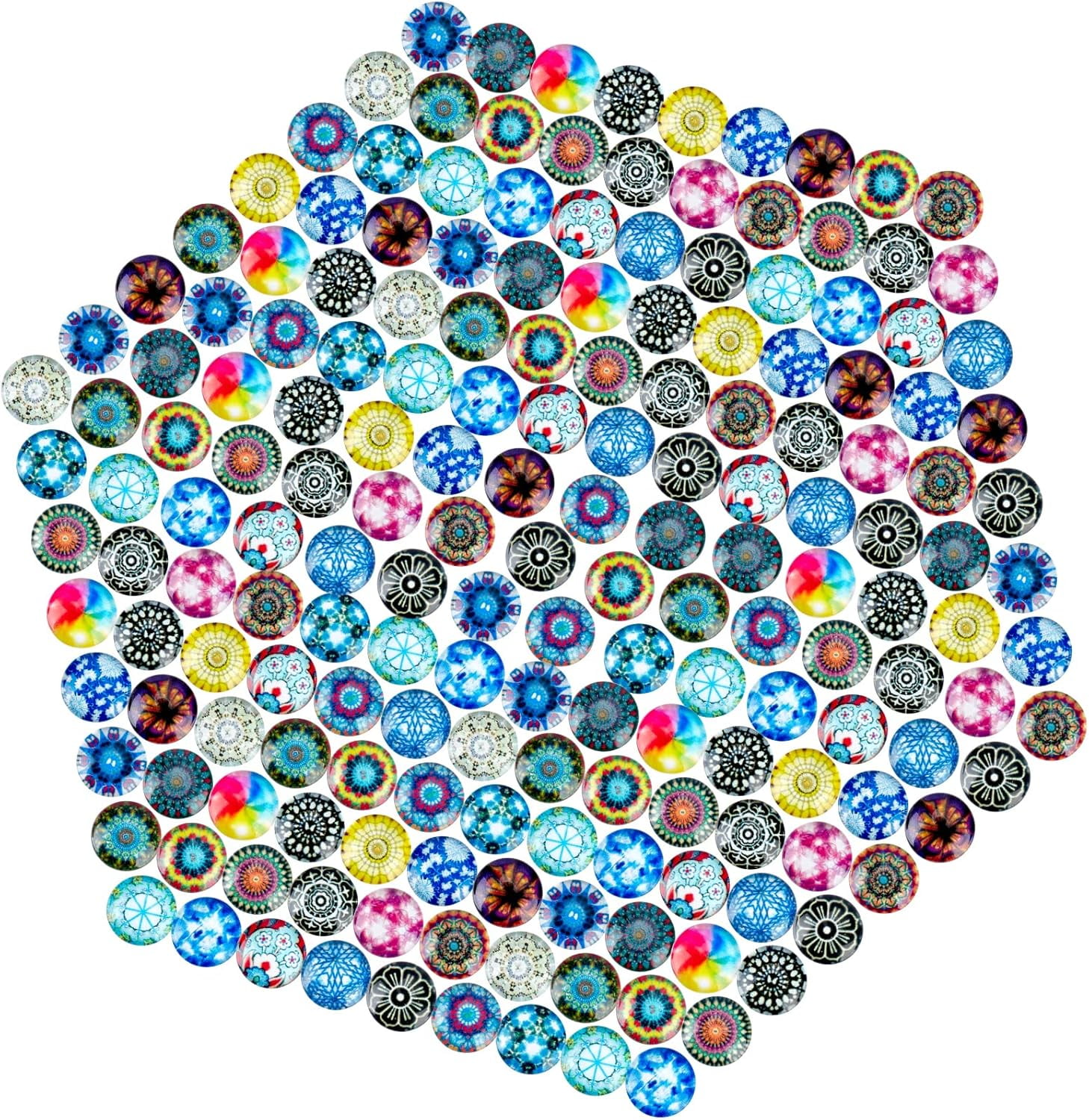 200pcs 10mm Mosaic Printed Glass Dome Cabochons Half Round Cabochons ...