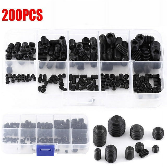 200pcs 12.9 Class Allen Head Socket Hex Set Grub Screw Assortment Kit ...