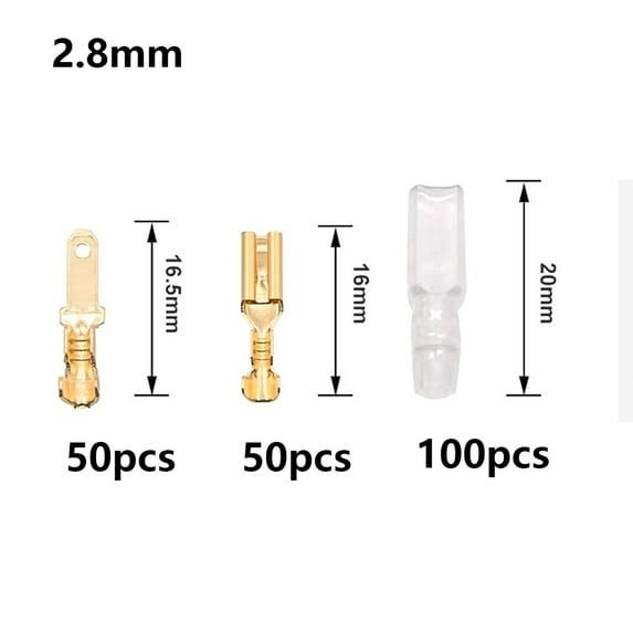 200pcs 2.8/4.8/6.3mm Quick Splice Male and Female Wire Spade Crimp ...