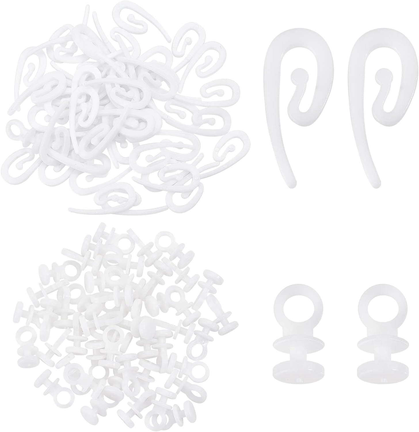 200pcs 2 style Plastic Curtain Track Glider Hooks Curtain Rail Slider ...