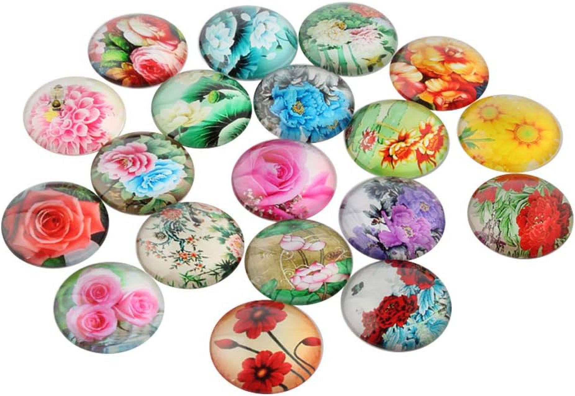 200pcs 200 Pcs 14mm Printed Glass Cabochons Flatback Dome Cabochons ...