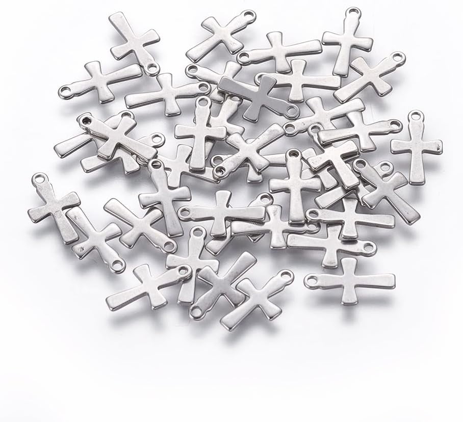 200pcs 200Pcs 304 Stainless Steel Tiny Charms Stainless Steel Color ...