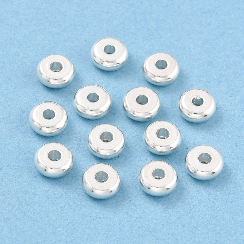 200pcs 304 Stainless Steel Spacer Beads Flat Round Silver 4x1.2mm Hole ...