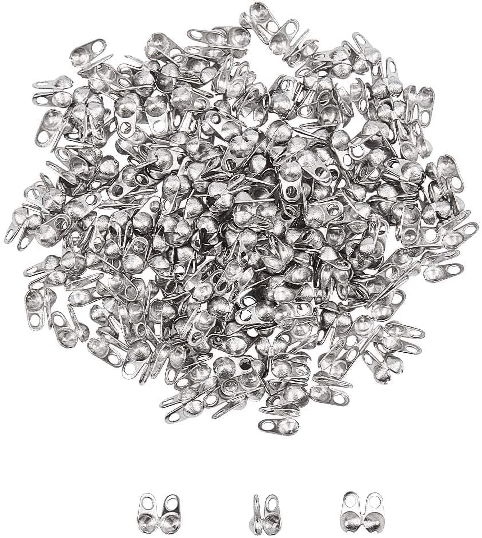 200pcs 4mm Mini Stainless Steel Bead Tips 1mm Small Hole Calotte Ends ...