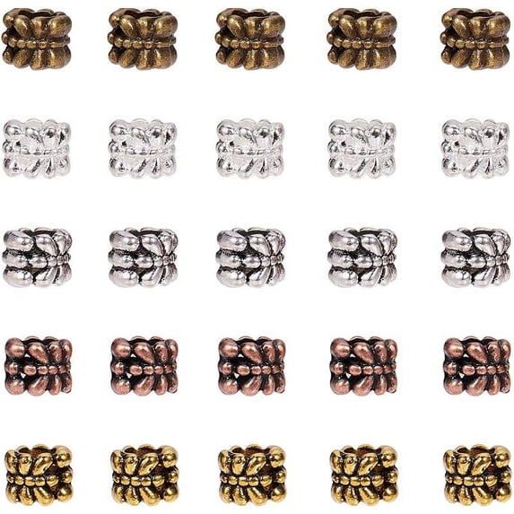 200pcs 5 Color European Large Hole Spacer Beads Rondelle Metal Spacers ...