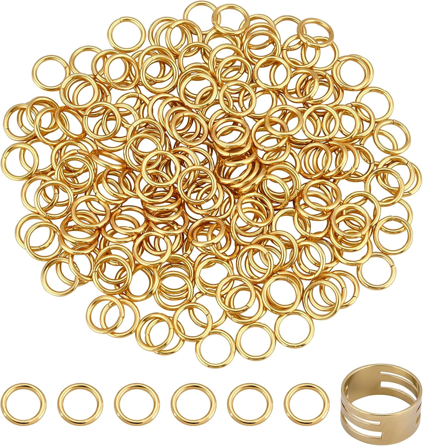 200pcs 5mm 304 Stainless Steel Open Jump Rings Golden Chainmaille Rings ...