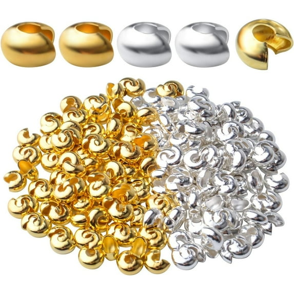 200pcs 5mm Metal Round Crimp Bead Knot Covers for DIY Jewelry Making ...