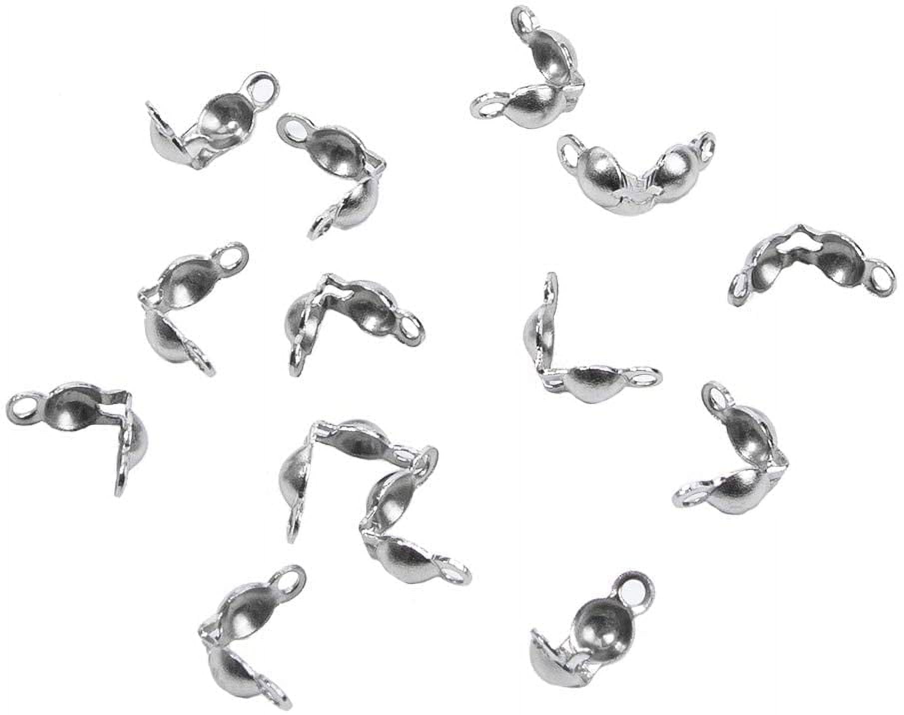 200pcs 5mm Stainless Steel Bead Tip Cord Ends Open Clamshell Crimp Bead ...