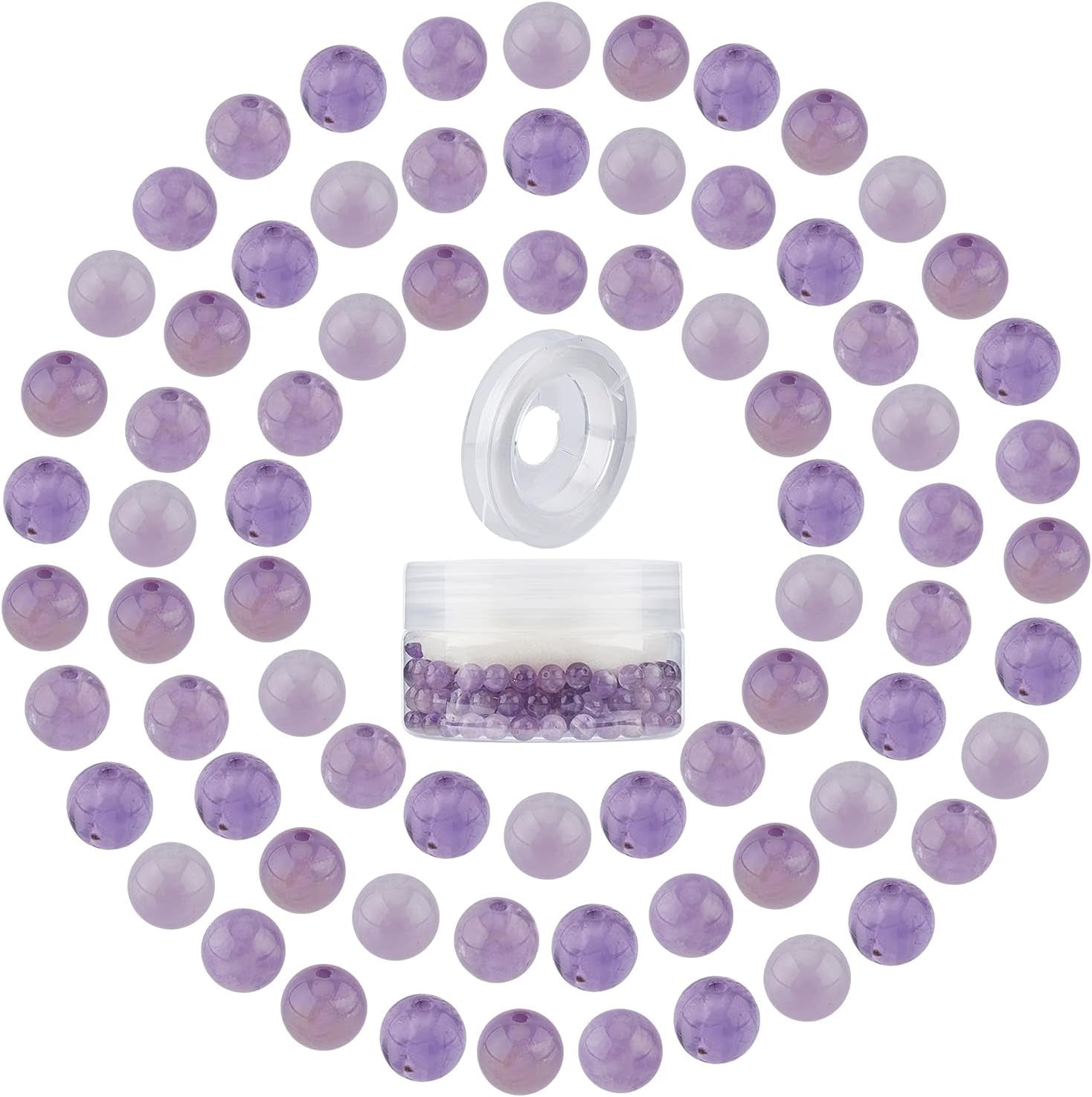 200pcs 6mm Gemstone Beads Amethyst Beads Semi Precious Beads Smooth ...