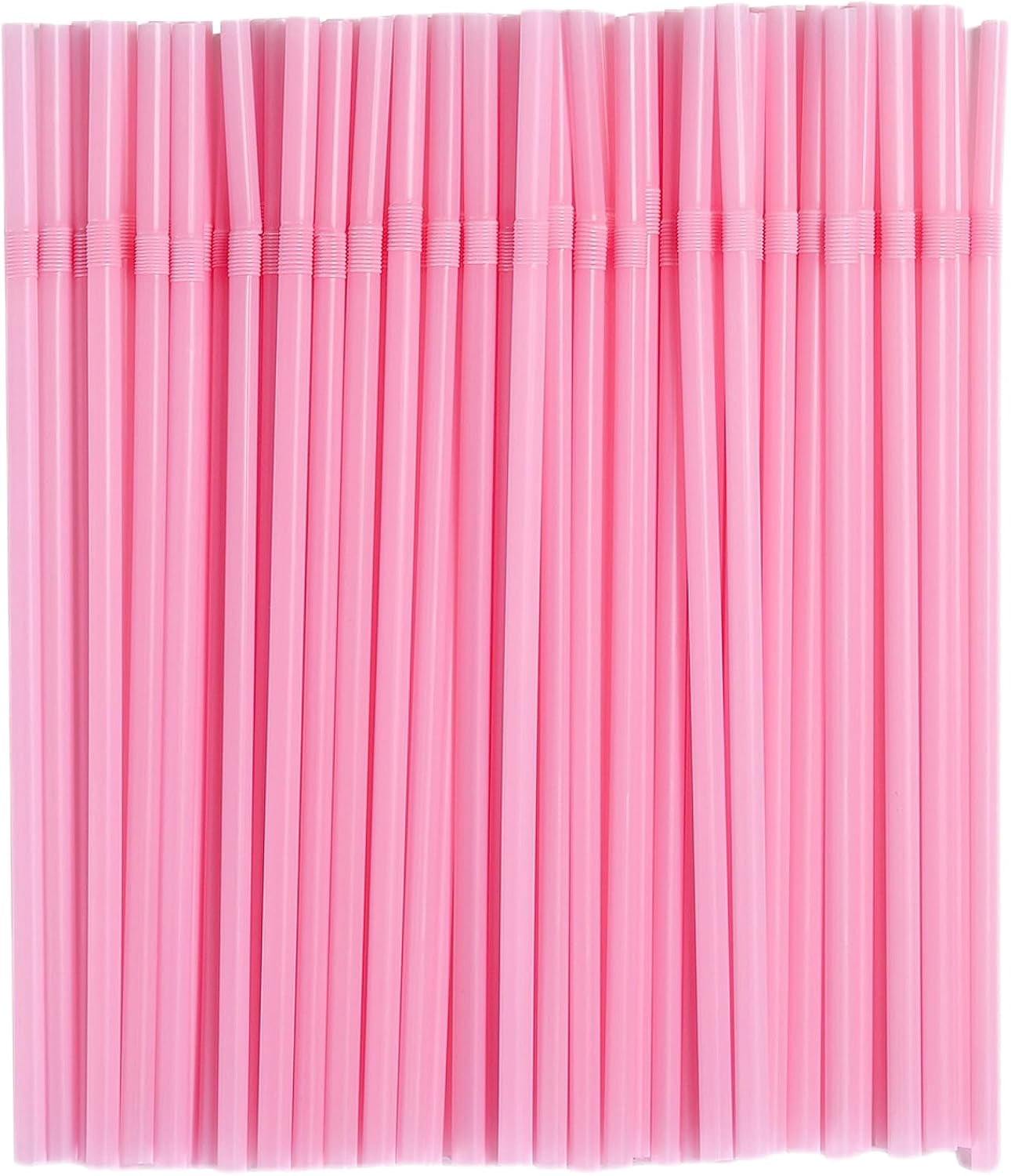 200pcs 8.26" x 0.2"Solid Colors Flexible Drinking Pink Straws, Plastic ...