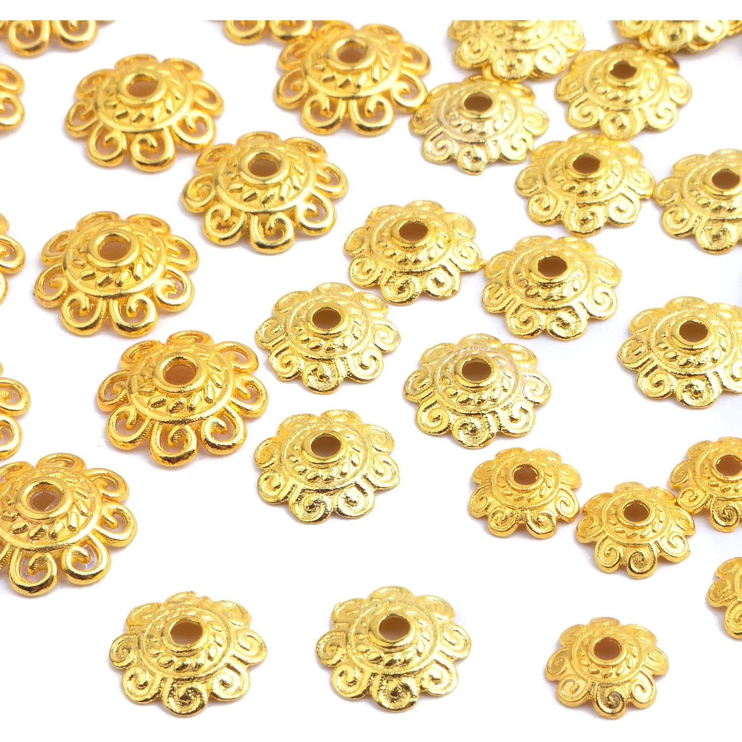 200pcs 8mm/10mm/12mm Tibetan Bead Caps Vintage Alloy Flower Bead End ...