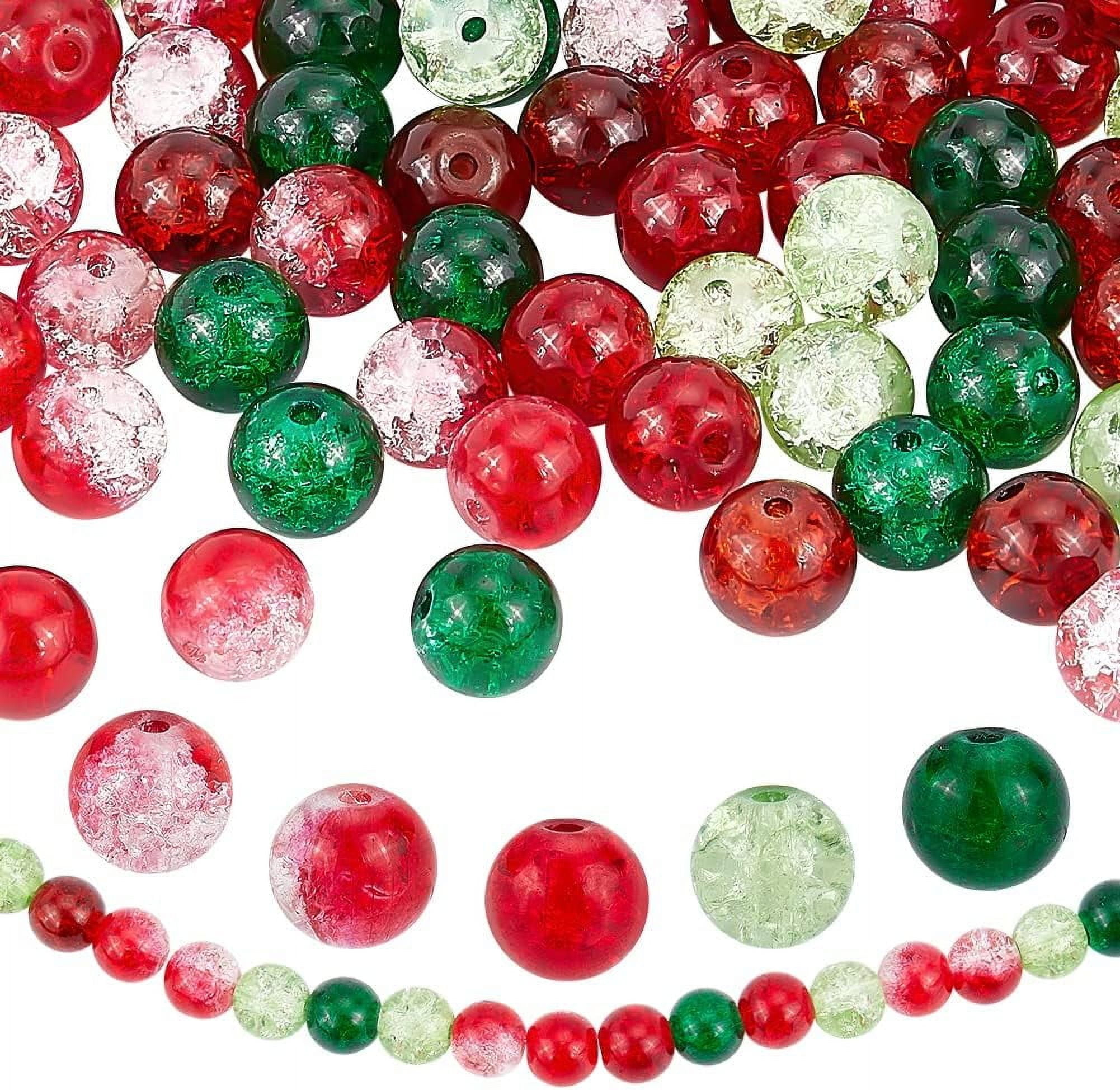 200pcs 8mm Glass Beads 5 Colors Red Green Beads Crackle Beads Baking ...