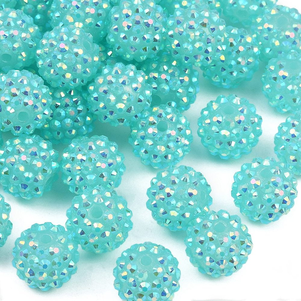 200pcs AB-color Resin Rhinestone Beads with Acrylic Round Beads Inside ...