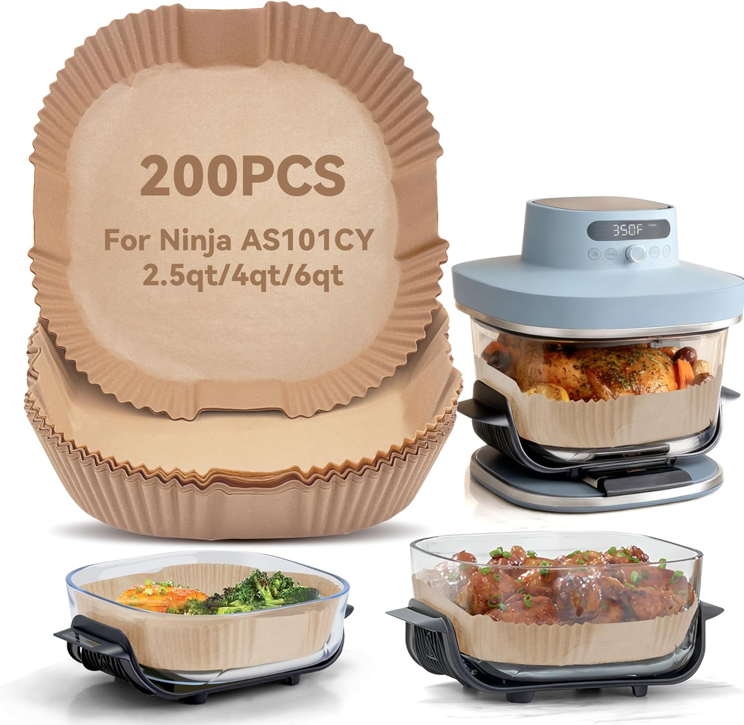 200pcs Air Fryer Liners Disposable Compatible With Ninja Air Fryer ...