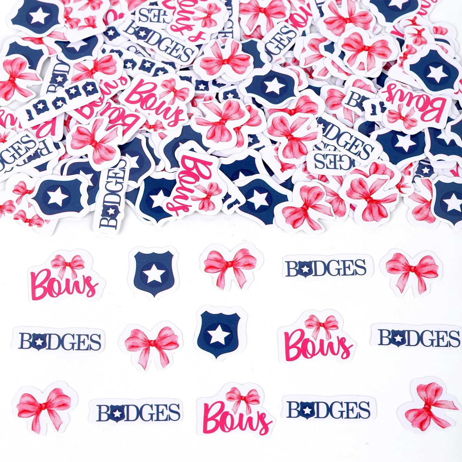 200pcs Badges or Bows Gender Reveal Confetti Decor Pink and Blue ...